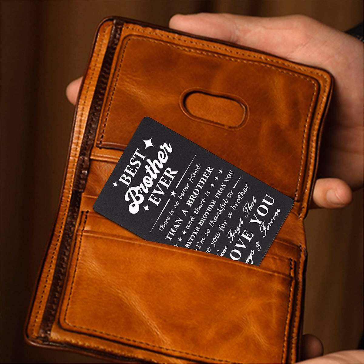 Mataly Brother Gifts - No Better Brother Than You - Brother Birthday Card - Best Brother Ever Wallet Card