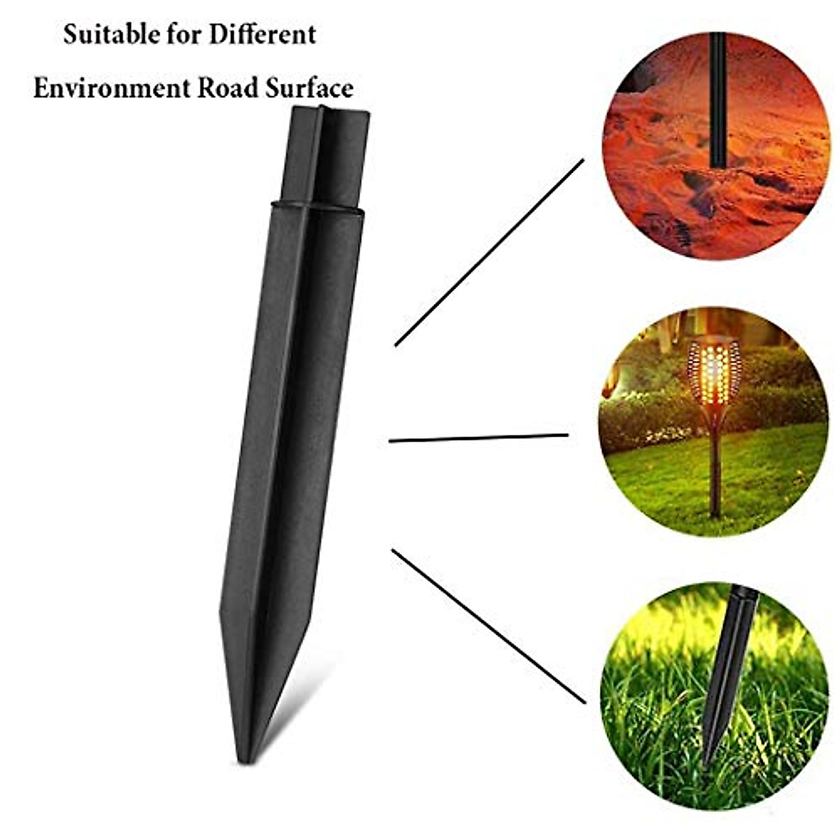 BAEONY 16 PCS 8.26 Inch Plastic Ground Spikes, Garden Solar Torch Lights Flame Lights Replacement Ground Spikes Stake for Garden Lights