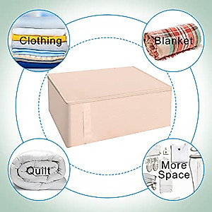 Toplive 2 Pack Extra Large Clothes Storage Bag, Double Zipper Clothes Organizer with Clear Window for Store Quilt, Blanket, Pillow, Bed Sheet, Jacket, XL+XL