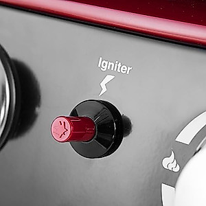 Royal Gourmet PD1301R Portable 24-Inch 3-Burner Table Top Gas Grill Griddle with Cover, 25,500 BTUs, Outdoor Cooking Camping or Tailgating, Red