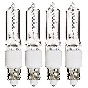KOR (Pack of 4) Q50CL/MC - 50 Watt JD T4 E11 Mini Candelabra Base 120V Clear Light Bulbs