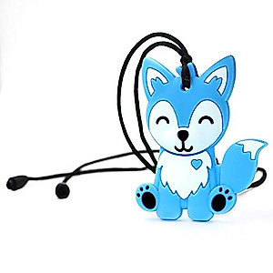 Sensory Chew Necklaces for Kids, Boys, and Girls - 2 Pack Fox Silicone Chewy Toys for Autism, ADHD, SPD, Chewy Oral Motor Chewing Toy for Adults