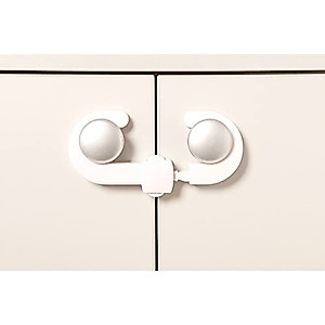 Dreambaby Secure -A-Lock - Child Proof Sliding Safety Locks - Suitable for Mushroom Knobs & D-Shaped Cabinet Door Handles - White - Model ‎L712