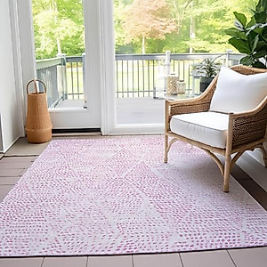 Addison Rugs Chantille ACN591 Pink 9' x 12' Indoor Outdoor Area Rug, Easy Clean, Machine Washable, Non Shedding, Bedroom, Living Room, Dining Room, Kitchen, Patio Rug