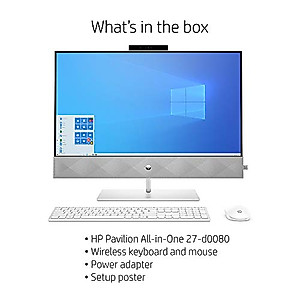 HP Pavilion 27-inch All-in-One Desktop, 10th Gen Intel i7-10700T Processor, 16 GB RAM, 1 TB SSD Storage, Full HD IPS Touchscreen, Windows 10 Home, Wireless Keyboard and Mouse Combo (27-d0080, 2020)
