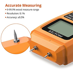 Proster Wood Moisture Meter - Digital Moisture Detector Moisture Tester, Pin-Type Water Leak Detector Damp Tester for Wood Firewood Paper Floor