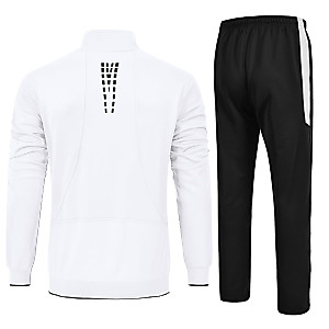 YSENTO Men's Tracksuits Set Outfits 2 Piece Jogging Suits Warm Up Running Track Sets Sweatsuits White M
