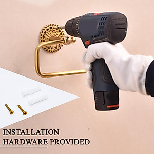 IndianShelf Boho Antique Brass Toilet Paper Holder - Gold Toilet Paper Holder- Vintage Kitchen Paper Holder - Bathroom Tissue Roll Holder - Mounted Toilet Paper Holder - Bathroom Accessories- Floral