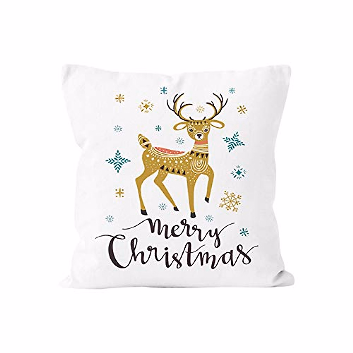 Scceatti Christmas Throw Pillow Covers 4 Pack 18x18 in Cotton Farmhouse Pillow Cover with Zipper Deer Reindeer Aesthetic Theme Fashion Pillow Cases Protector for Couch Bed Living Room Decor Gifts