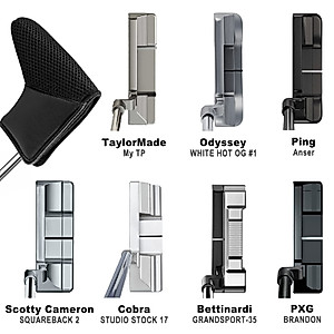 Golf Head Covers Putter Headcover Leather and Meshy All Black Golf Club Protector Fit for All Brands