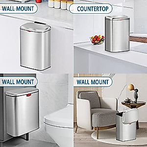 Kitchen Hanging Compost Bin, 8L/2.11GAL Stainless-Steel Small Trash Can with Lid for Counter Top & Under Sink, 2 in 1 Detachable Indoor Compost Bin for Cupboard/Kitchen/Bedroom/Camping