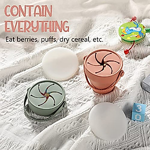 Toddler Snack Containers Toddler Cups Collapsible Cup Toddler Cups Spill Proof Toddler Snack Cups Baby Silicone Snack Cup No Spill Bowls for Toddlers Infant Snack Container (Red, Gray Green, 2)
