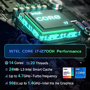 Intel NUC 12 Enthusiast NUC12SNKi7 Mini PC Core i7-12700H | 14 Cores/20 Threads | ARC A770 Graphics, Connectivity 6 USB-A, 2 USB-C, 1 HDMI, 2 Display Ports(16GB RAM 512GB SSD)