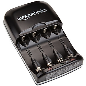 Amazon Basics Battery Charger for AA & AAA Nickel-Metal Hydride batteries (Ni-MH) With USB Port, Black