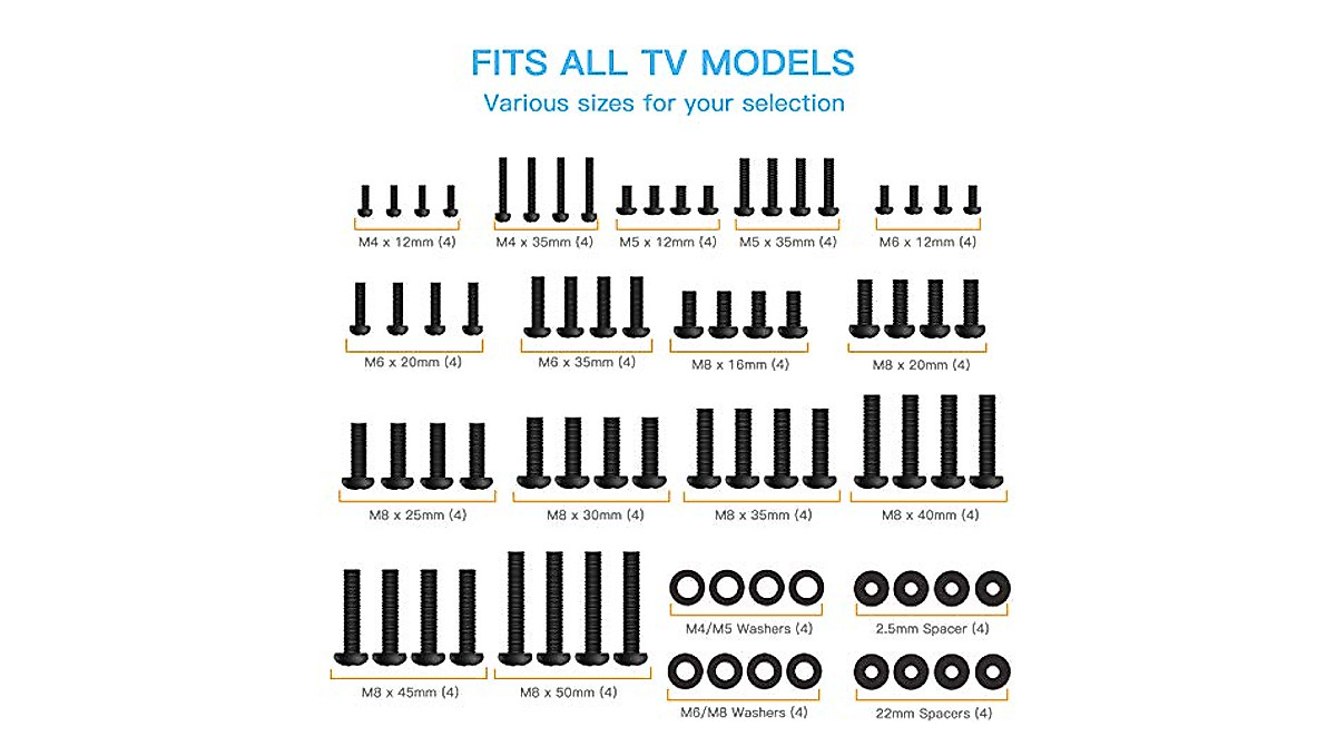 Universal TV Mounting Hardware Kit for TVs Up to 80 Inches | PERLESMITH