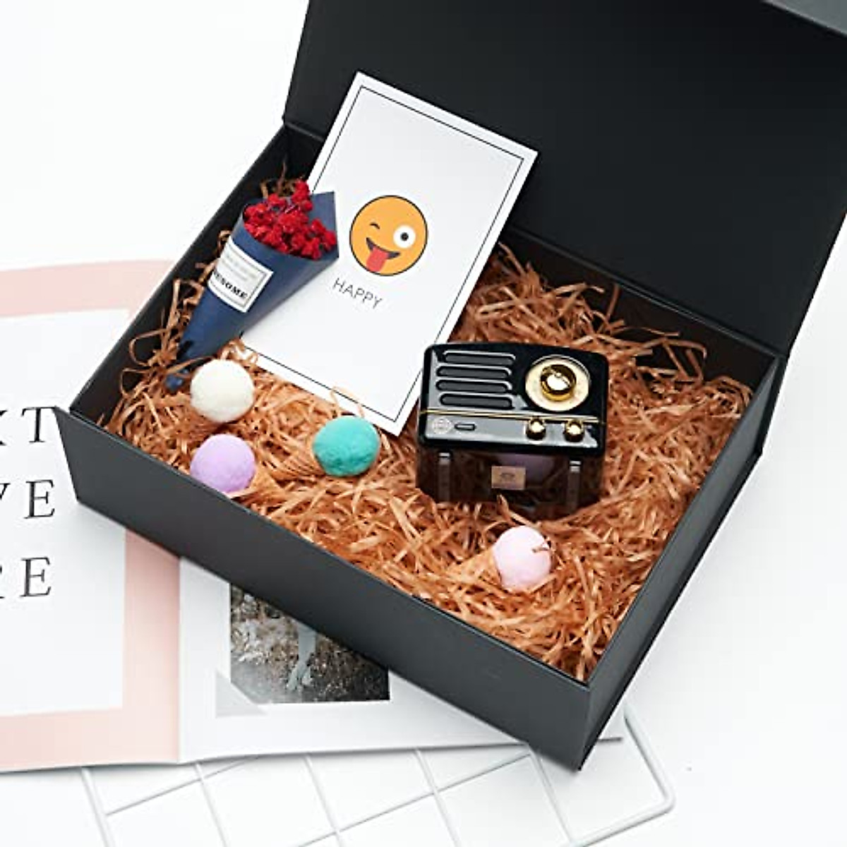 FOCCIUP 11x7.8x3.5 Inches Black Gift Box with Magnetic Lid Collapsible Groomsman Shirt Boxes for Clothes Gift Wrap