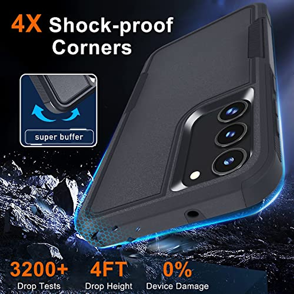 RMOCR for Samsung Galaxy S23+ Plus Case with 2 Pcs Tempered Glass Screen Protector and 2 Pcs Camera Lens Protector,Shockproof Protective Phone Cover for Galaxy S23 Plus 6.6inch,Black Matte