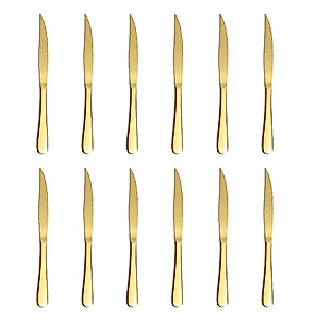 Xingjiake 12-piece Gold Steak Knives, Steak Knives Set Of 12, Stainless Steak Knives, Serrated Butter Knife, Dinner Knives Set, dishwasher safe