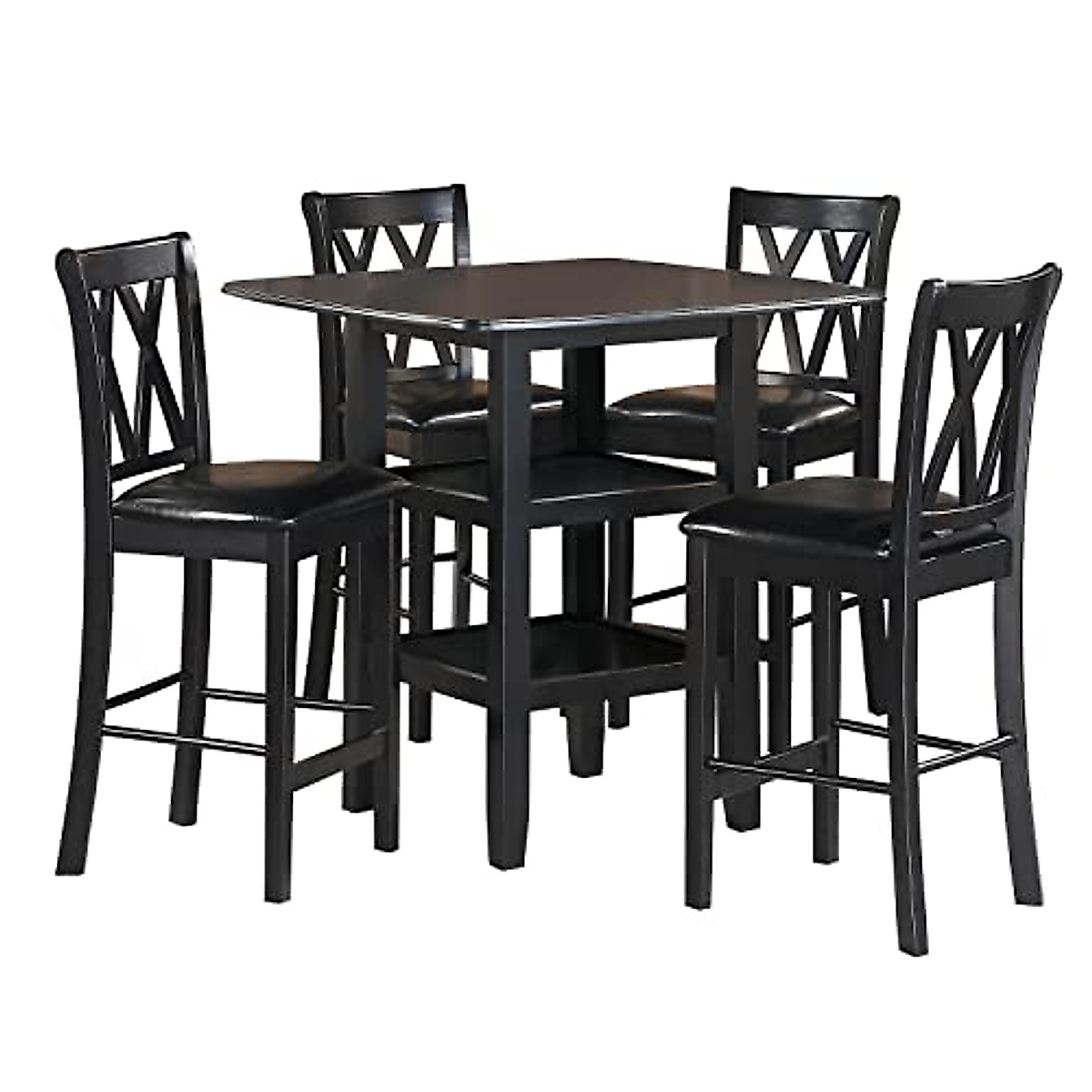 Lexicon Skyway 5-Piece Counter Height Dining Set, Black
