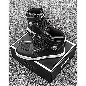 ILM Motorcycle Shoes for Men Black Waterproof Street Riding Protective Gear Breathable Powersport Anti-Slip Footwear with Ankle Support, Shift pad (Black,8.5)