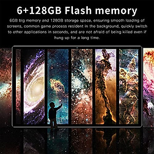 UPQRSG 10.1 Inch Tablet, 6G RAM 128G ROM Octa Cores Processor, 2.4G 5G WiFi Front 5MP Rear 8MP Camera with 8000Mah, Support 4G Network Calls Tablet PC, 100‑240V(Blue)