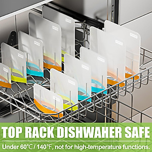 Qinline Reusable Food Storage Bags - 10 Pack Freezer Bags, BPA Free Reusable Bags Silicone, Extra Thick Leakproof Reusable Lunch Bag for Salad Fruit Snack Travel - 2 Gallon 4 Sandwich 4 Snack Bags