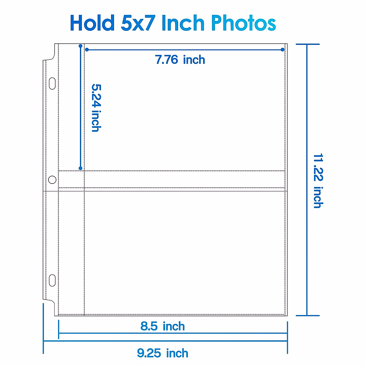 MaxGear 30 Pack 5 x 7 Photo Sleeves for 3 Ring Binder, Heavy-Duty Archival Photo Page Protectors Holds 120 Pictures, 2-Pocket Clear Picture Album Refill Pages