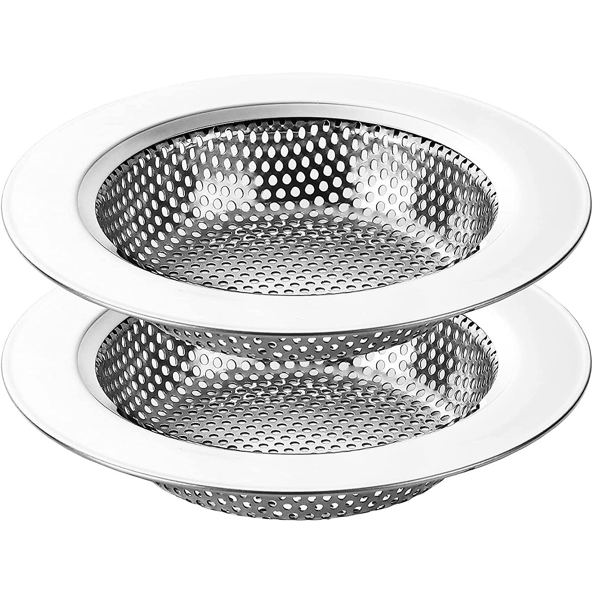 FURNIFE 2PCS Kitchen Sink Strainer - Stainless Steel Sink Strainers for Kitchen Sinks, Large Wide Rim 4.5" Diameter