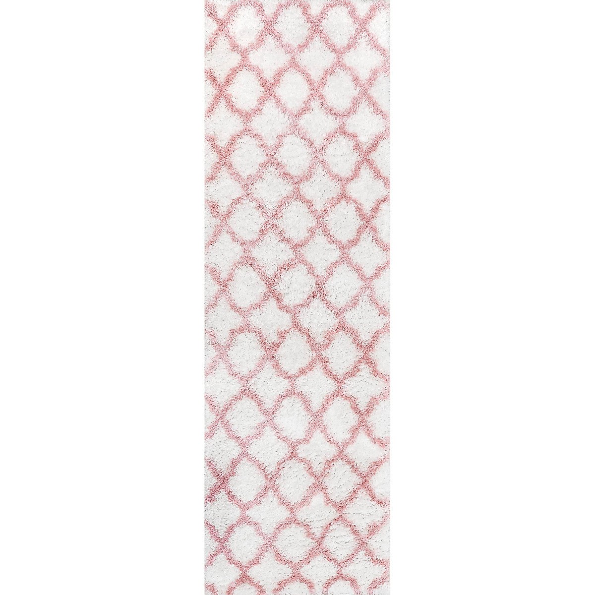 nuLOOM Nelda Trellis Kids Shag Runner Rug, 2' 8" x 8', Baby Pink