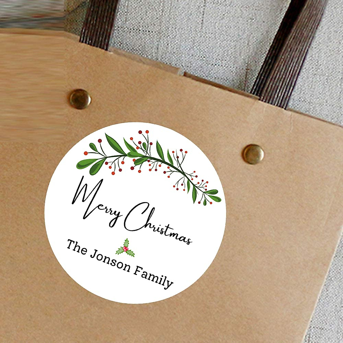 NCTY Personalized Merry Christmas Stickers - Custom Round Favor Stickers-Christmas Gift Wrap Labels-Gift Name Labels (Pattern 6)