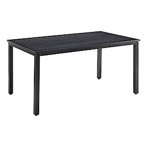 Crosley Furniture Kaplan 6-Person Rectangular Outdoor Dining Table with Umbrella Hole for Outside Patio, Oil-Rubbed Bronze
