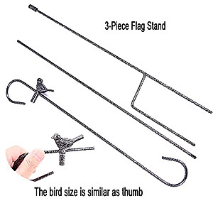 WEVONIGU Update Wrought Iron Yard Garden Flag Pole, Premium Garden Flag Pole Holder Metal Powder-Coated Weather-Proof Paint with one Tiger Clip and Two Spring Stoppers Without Flag (Black)