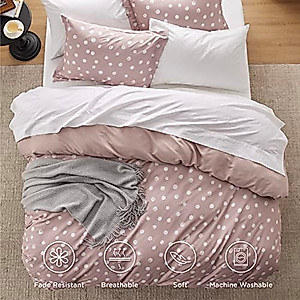 Bedsure Twin/Twin XL Duvet Cover Dorm Bedding - Reversible Polka Dot Twin/Twin Extra Long Duvet Cover Set, Pink Bedding Set, 1 Duvet Cover (68"x90") with Zipper Closure and 1 Pillow Sham (20"x26")
