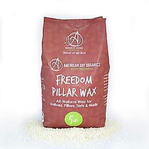 American Soy Organics- Freedom Soy Wax Beads for Pillar Candle Making – Microwavable Soy Wax Beads – Premium Soy Candle Making Supplies (5-Pound Bag)