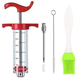 Plastic Turkey Injector Kit, Turkey Syringe Injector, Meat Injector Syringe, Meat Injectors for Smoking, Meat Syringe Marinade Injector for BBQ Grill - 1oz