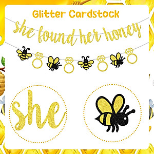 Sursurprise Bee Bridal Shower Decorations, She Found Her Honey Banner Bumble Bee Diamond Ring Garland for Bride to Bee Bridal Shower Engagement Wedding Bachelorette Party Supplies
