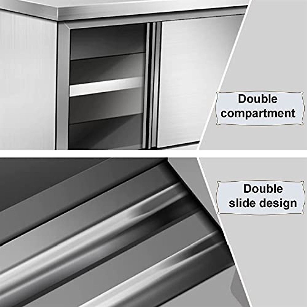 Business Hotel Kitchen Work Catering Table, Stainless Steel Table Commercial Work Prep Table with Adjustable Lower Galvanized Shelf Heavy Duty Table for Restaurant, Kitchen Rack (Size : 100x50x80cm)