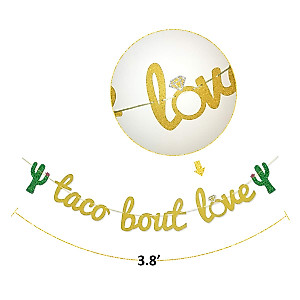 Glamoncha Taco Bout Love Gold Glitter Banner Sign Garland for Mexican Fiesta Themed Bridal Shower Bachelorette Party Wedding Decorations
