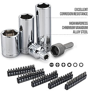 Amazon Basics Mechanic's Tool Socket Set With Case, 201-Piece