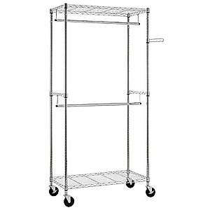 6864 - 36x18x71" 2 Tier Closet Organizer Garment Rack Clothes Storage Hanger Shelf – MN29