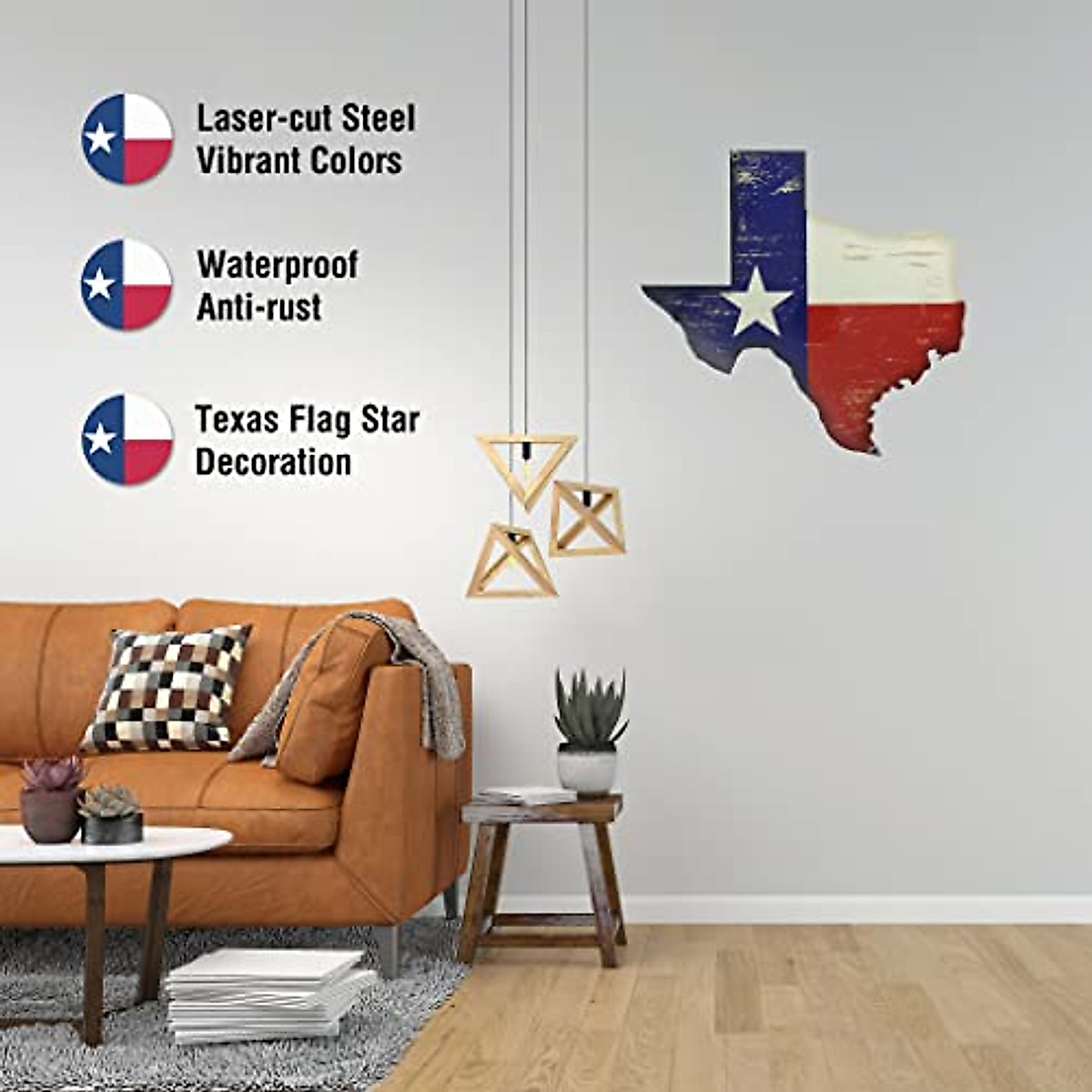 Tegik Texas Decor, Texas Wall Art, Retro State Flag Map Metal Sign for Porch Garage Men’s Room Decoration 16.5 Inch
