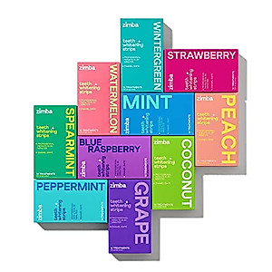 Zimba Teeth Whitening Strips for Teeth Sensitive White Strips for Teeth Whitening Hydrogen Peroxide Teeth Whitener Stain Remover 28 White Strips Included Per Pack, 2 Pack (14 Day Treatment), Coconut