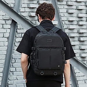 Laptop Backpack with Side Flap Front Pocket,17 Inch Anti Theft Durable Casual Daypack Backpack,Laptop Bag Rucksack for Women Men,Travel Black Backpack,Backpack with Laptop Compartment Mochila de Viaje