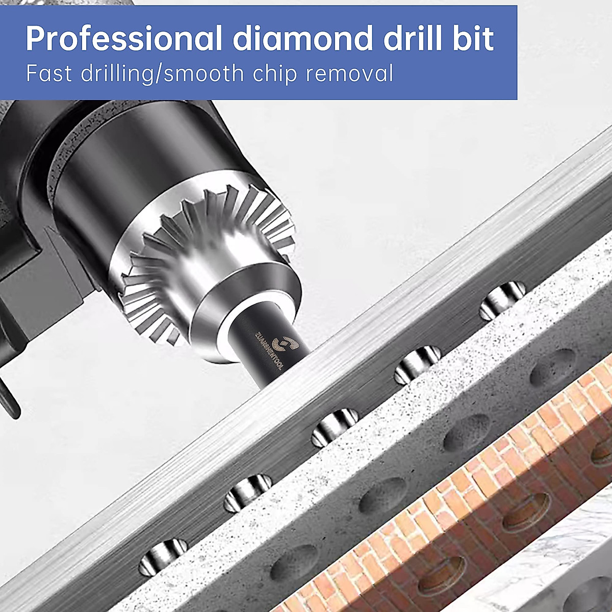 Diamond Drill Bits Set, 5 Piece Dry Diamond Hole Saw with Quick Change Hex Shank for Granite Ceramic Marble Tile Stone Glass Hard Materials (not for Wood) 1/4, 5/16, 3/8, 1/2 inch