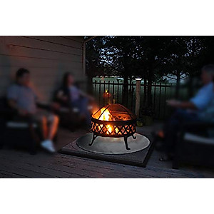 Round Ember Mat for Under Grill Fire Pit, Fire Pits Mat for Deck, Flame Retardant Heat Resistant BBQ Gas Grill Air Fryer Protective Mat for Patio Lawn Ground Outdoor Campsite Firepfoof Pad Black (36")