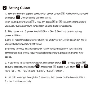 240V 5.5KW 4.5KW 3.5KW Instant Electric Hot Tankless Water Heater 3 Power Levels for Bathroom Kitchen RV Camping