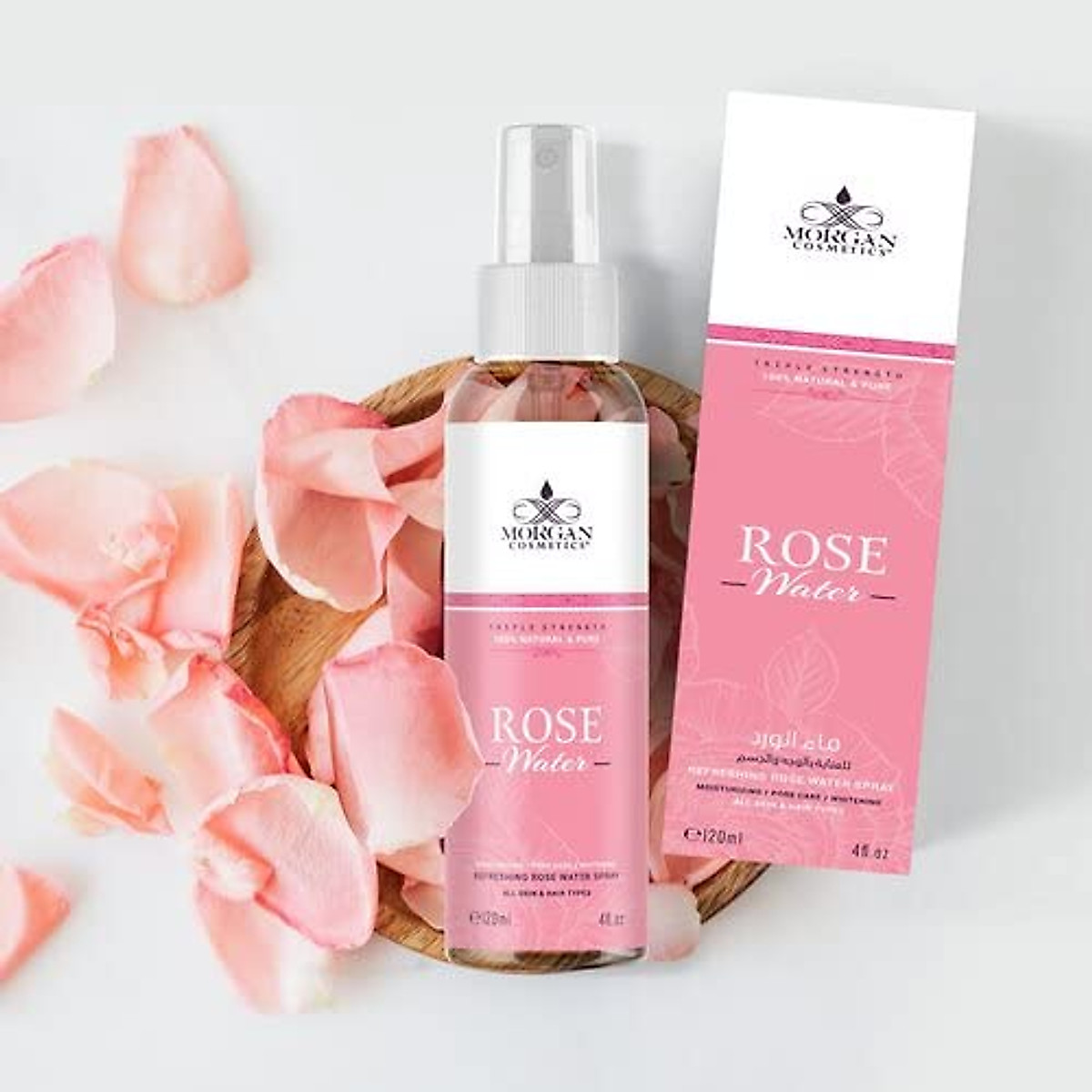 Morgan Cosmetics Organic Rose Water Spray for Face - Rose Water Spray Natural - 100% Rose Water - rosewater facial toner 4 Oz