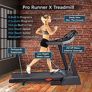 3G Cardio Pro Runner X Treadmill - Heavy Duty Home Construction - FreeSync FTMS Bluetooth Connectivity - Low 6.5" Step-up Height - Foldable Compact Storage - Orthopedic Belt - 350 lb Capacity