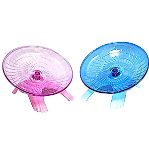 WYKsoku Pet Toys, Pet Hamster Flying Saucer Mouse Running Disc Exercise Wheel Toy Cage Accessories - Pink