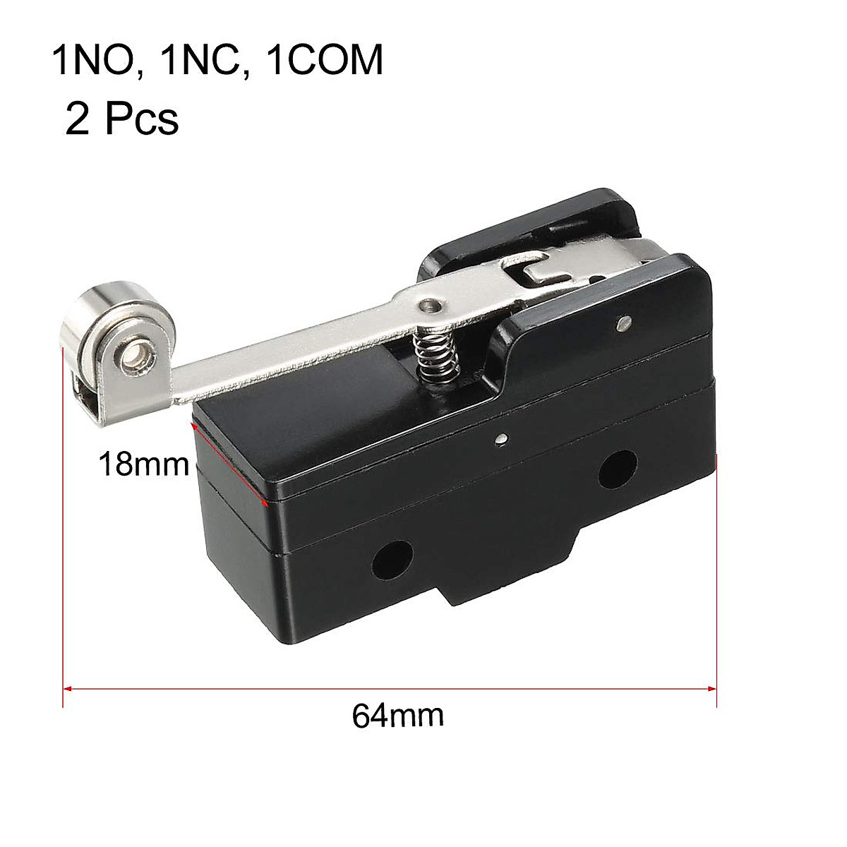 uxcell 2PCS Z-15GW2-B 1NO + 1NC Long Hinge Roller Lever Micro Action Switches